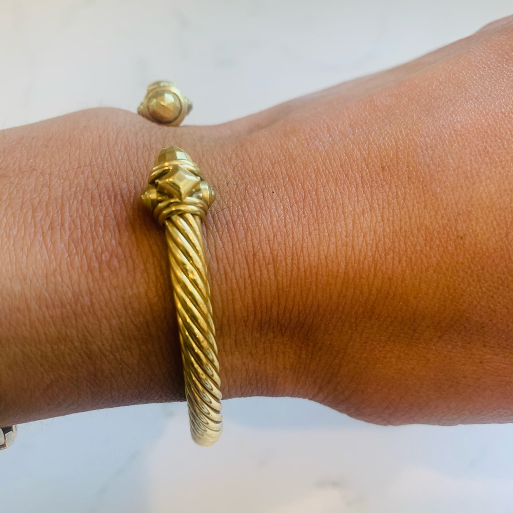 David Yurman 18k Yellow Gold Renaissance Bracelet 5mm… - Gem